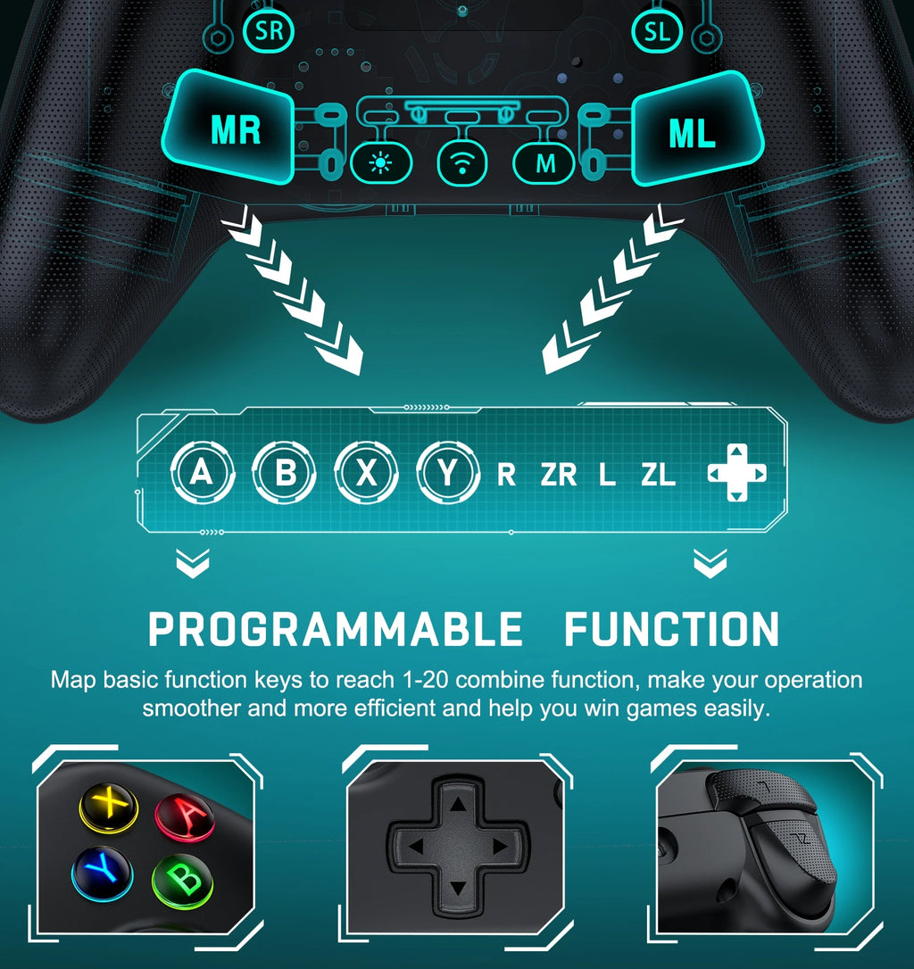 BEBONCOOL RGB Gamepad FOR PC/Nintendo Switch/Android/iOS Multi-System ...