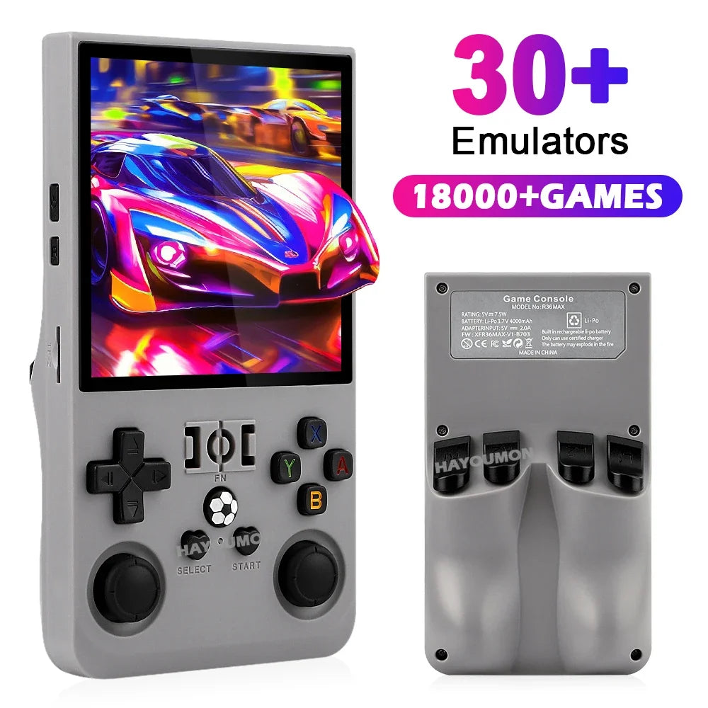 R36 Max Gray Handheld Gaming Player 4" IPS Screen Open Source Console ...
