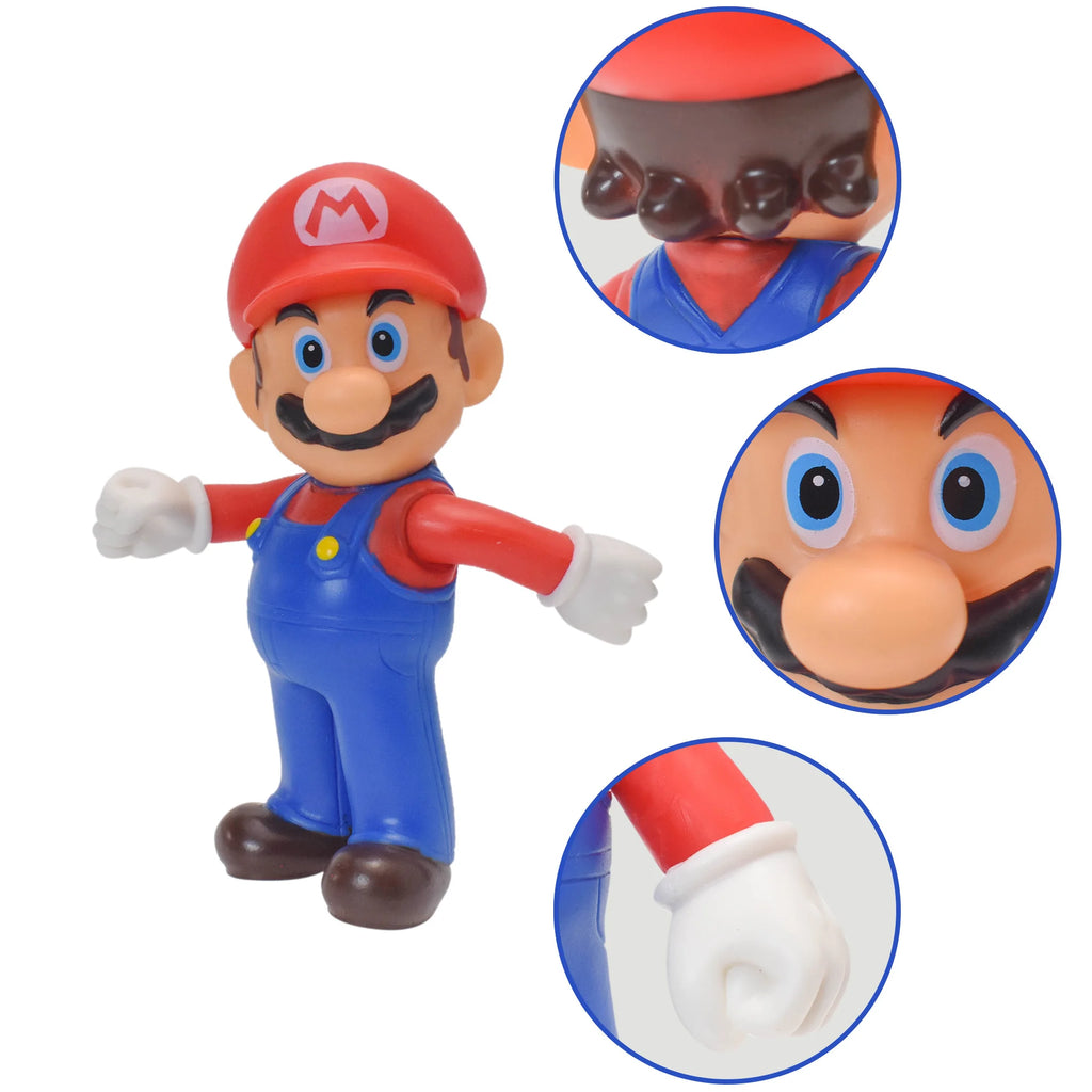 Super Mario Bros Action Figure Toys Wario Waluigi Bowser PVC Model Dol ...