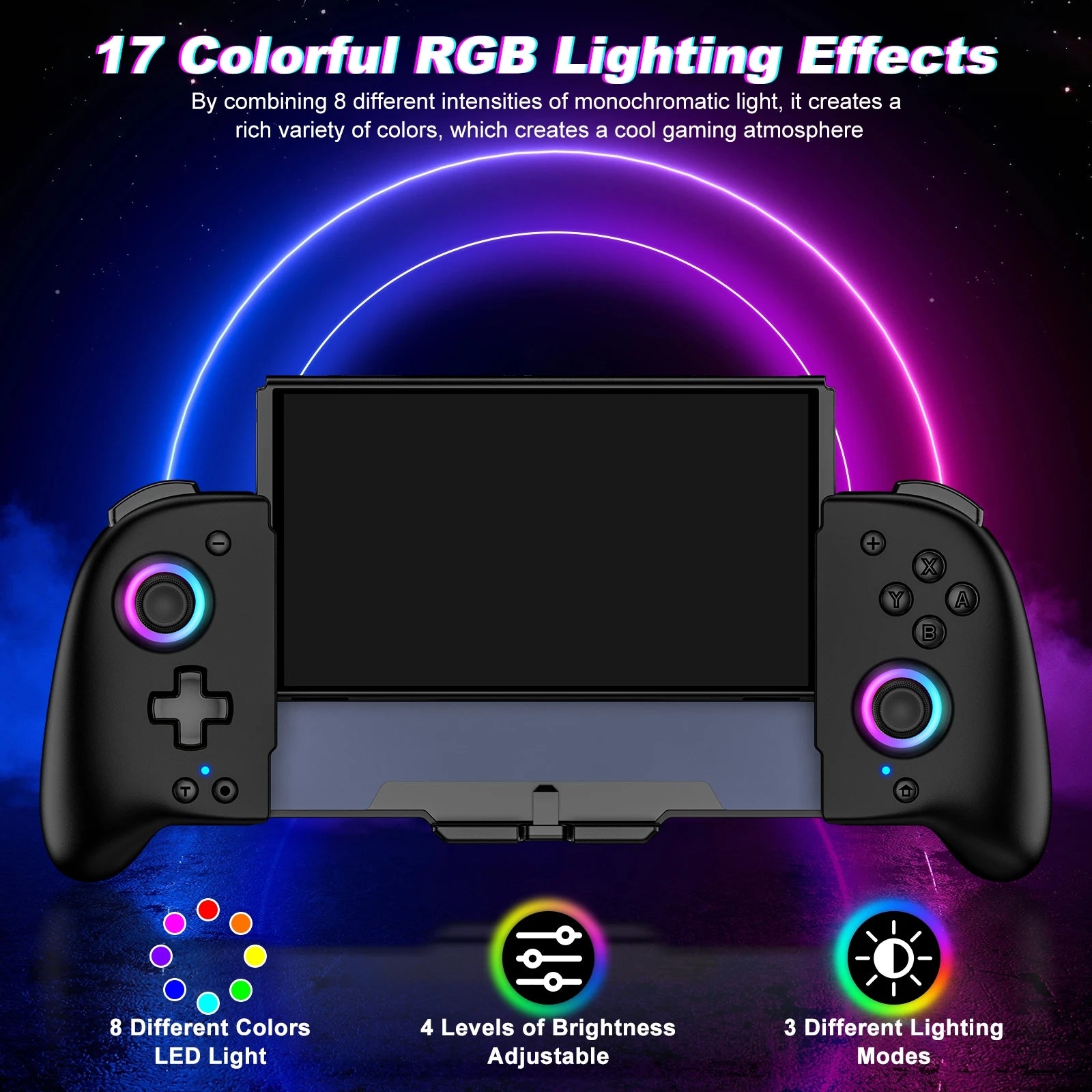 BEBONCOOL JC204 RGB Controller for Switch/OLED 6-Axis 1000mAh Gamepad ...