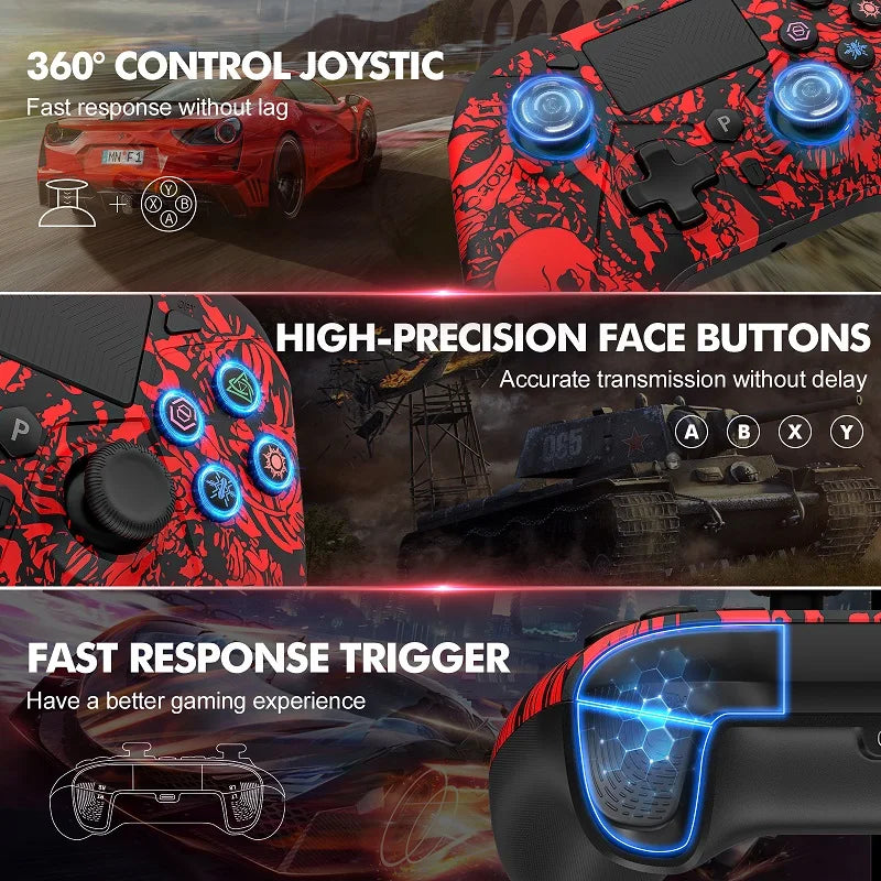 For PS5/PC/Steam Console Controller Wireless Gamepad W/ Turbo Dual Vib ...