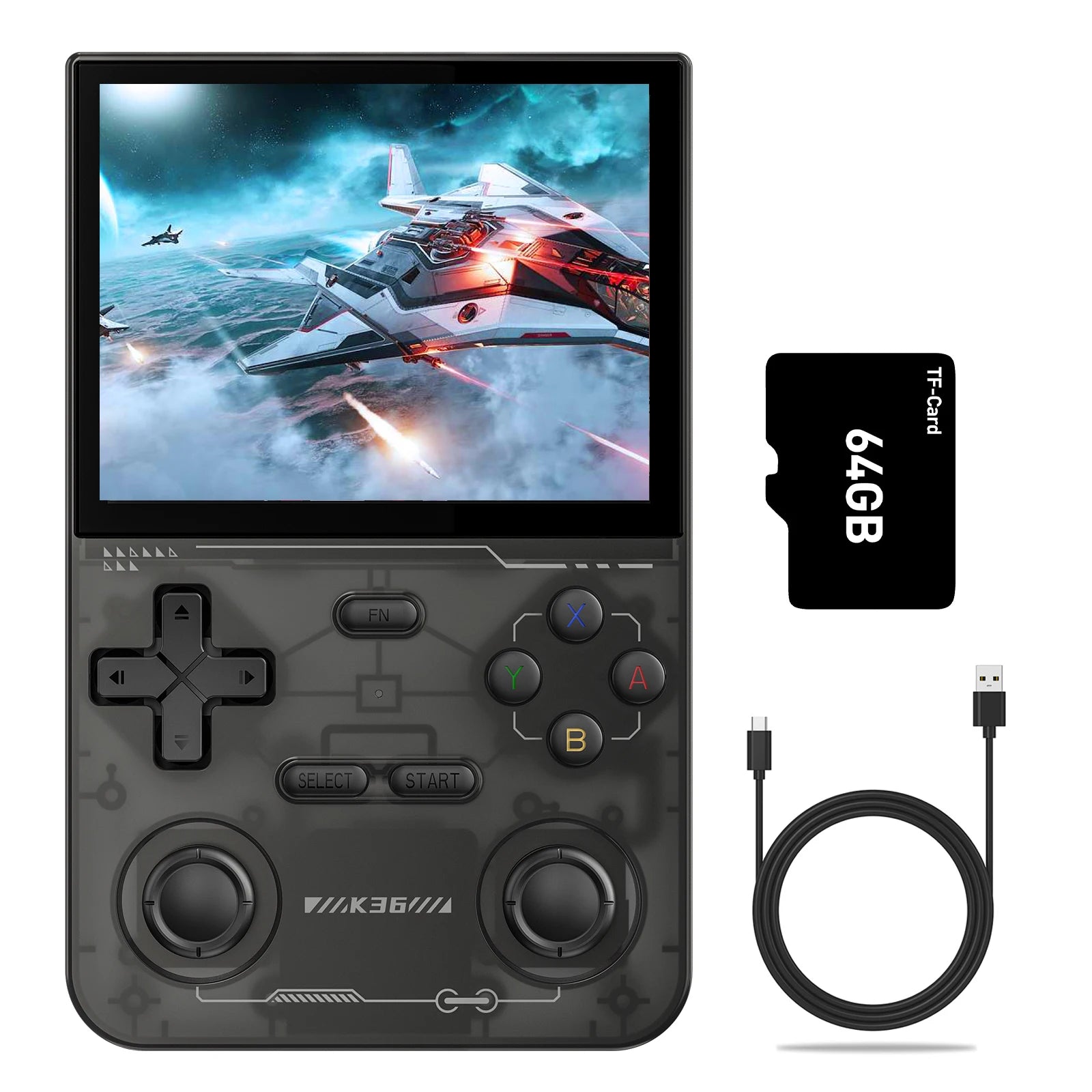GAMINJA K36 3.5Inch IPS Screen Handheld Game Console 64GB Memory Class ...